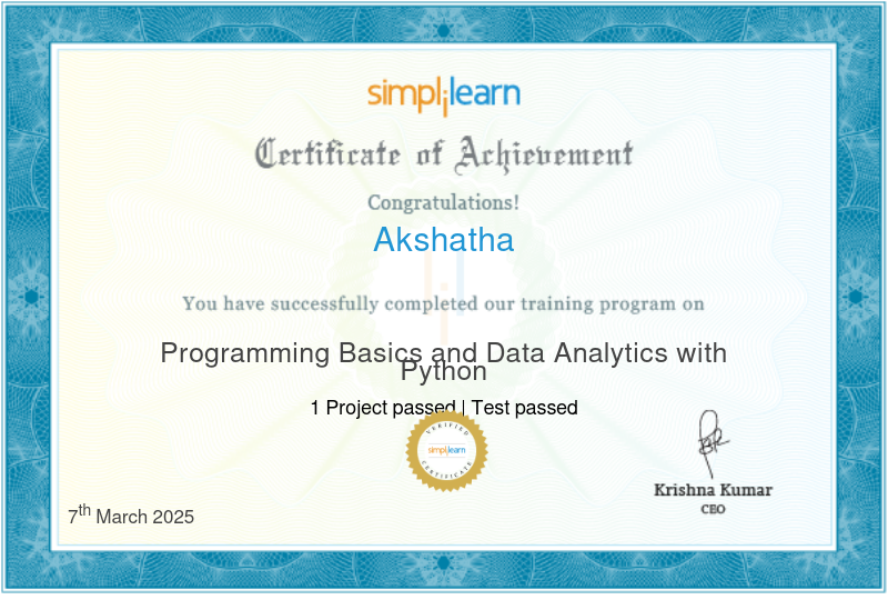Akshatha Poojary - Certified Tableau Data Analyst | Microsoft Power BI | SQL | Python | Tableau ...