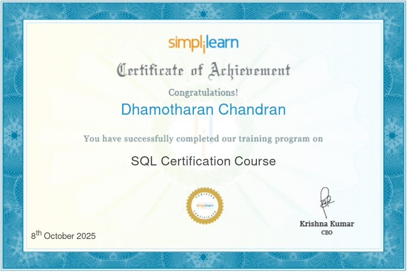 Dhamotharan Chandran - Requirements Management | Data Visualization | Data Mining | Category ...