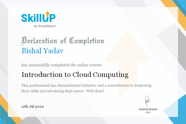 Bishal Yadav has successfully completed the online course Introduction ...