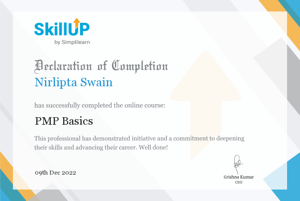 Nirlipta Swain has successfully completed the online course PMP Basics ...
