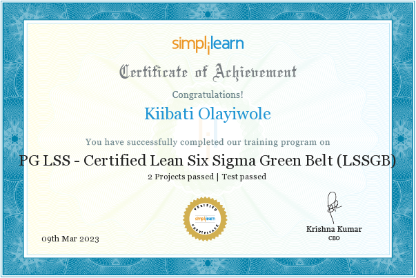 Kiibati Olayiwole, ACCA, MSc. - Certified Six Sigma Black Belt - ASQ ...
